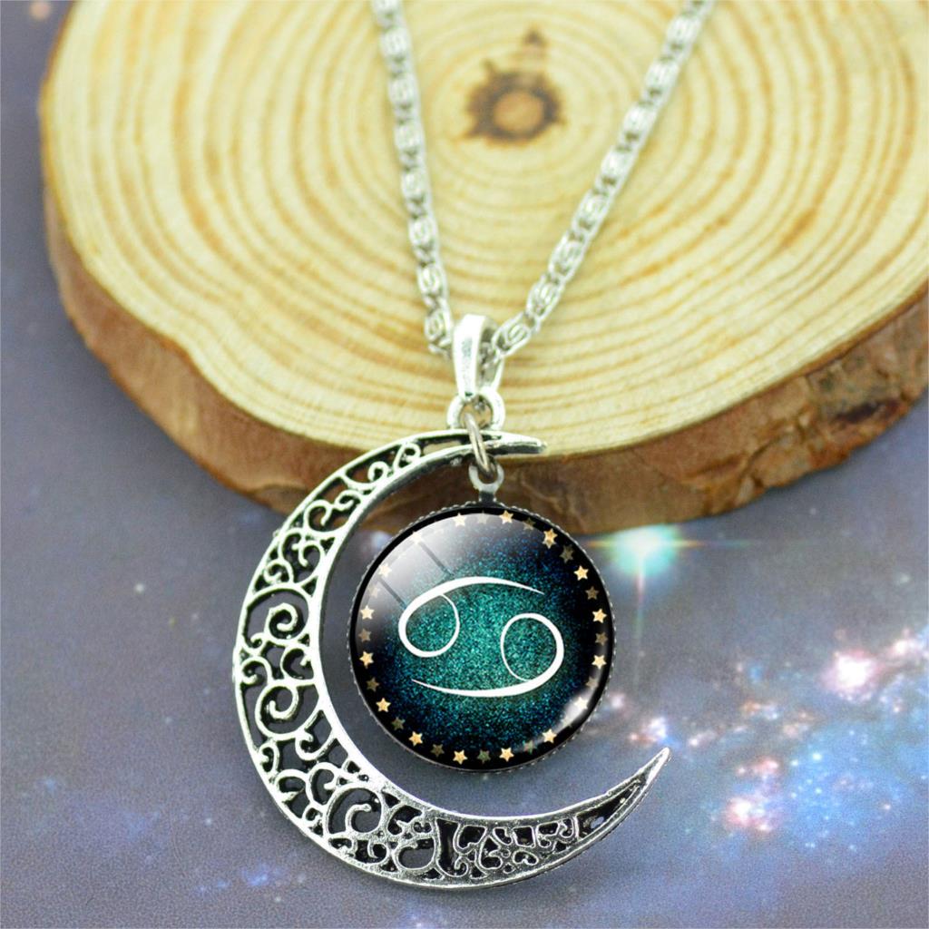 Crescent Moon Zodiac Sign Necklace – 7 Chakra Store