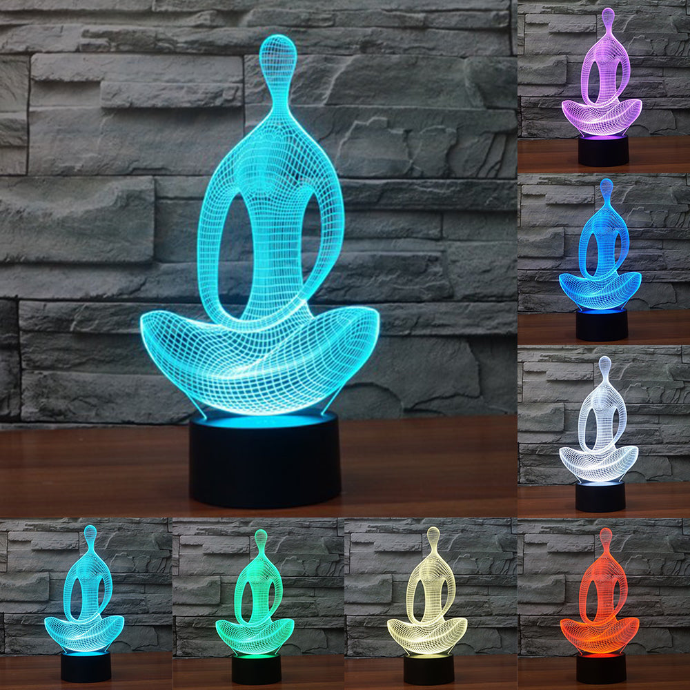Holographic 7 Color Yoga 3D LED Lamp – 7 Chakra Store